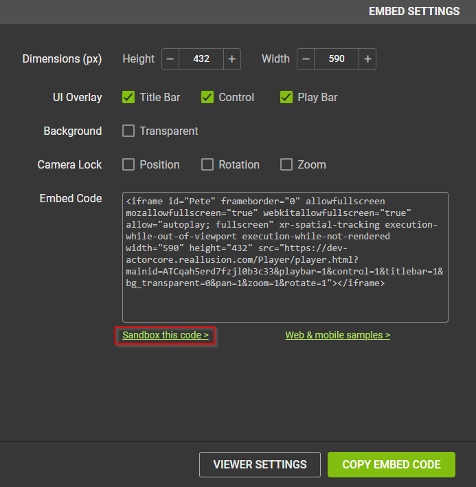 Embedding the ActorCore Viewer